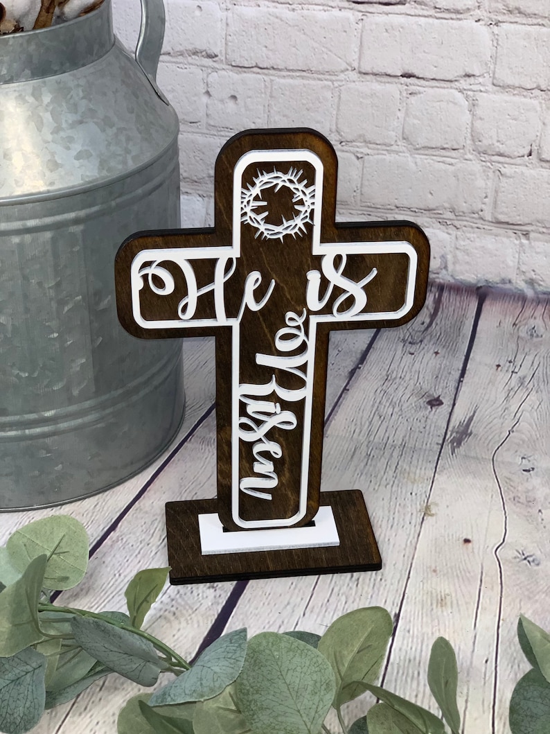 Easter Cross Laser Cut Decor | Religious Easter Decor | Easter Mantel ...