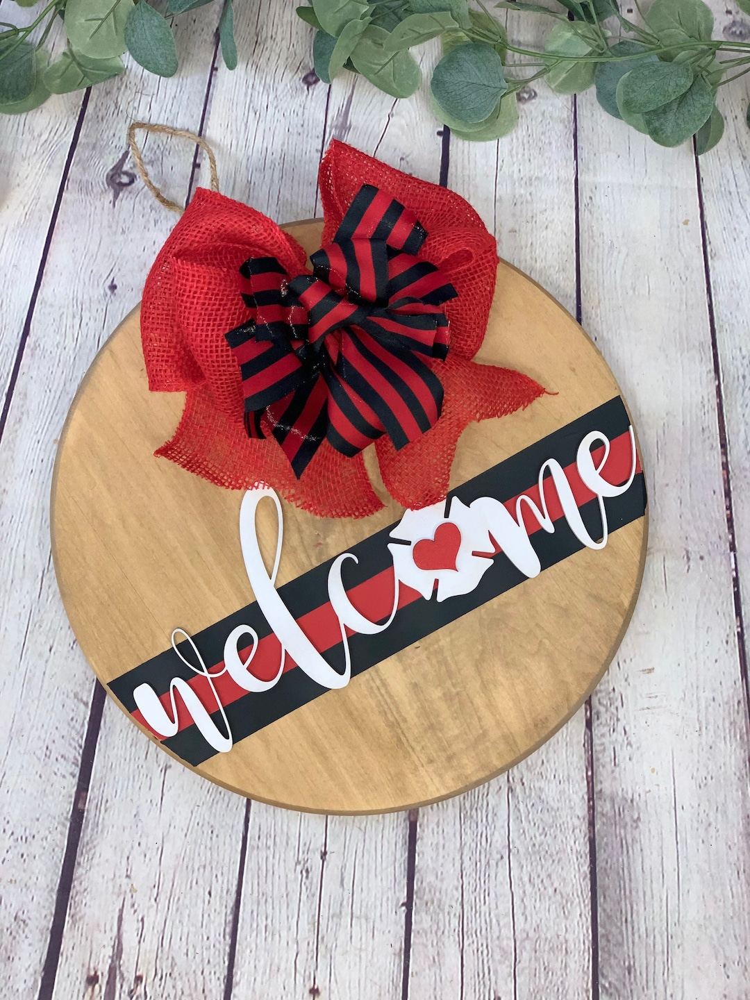 Firefighter Welcome Front Door Sign | Front Door Decor | Round Door ...
