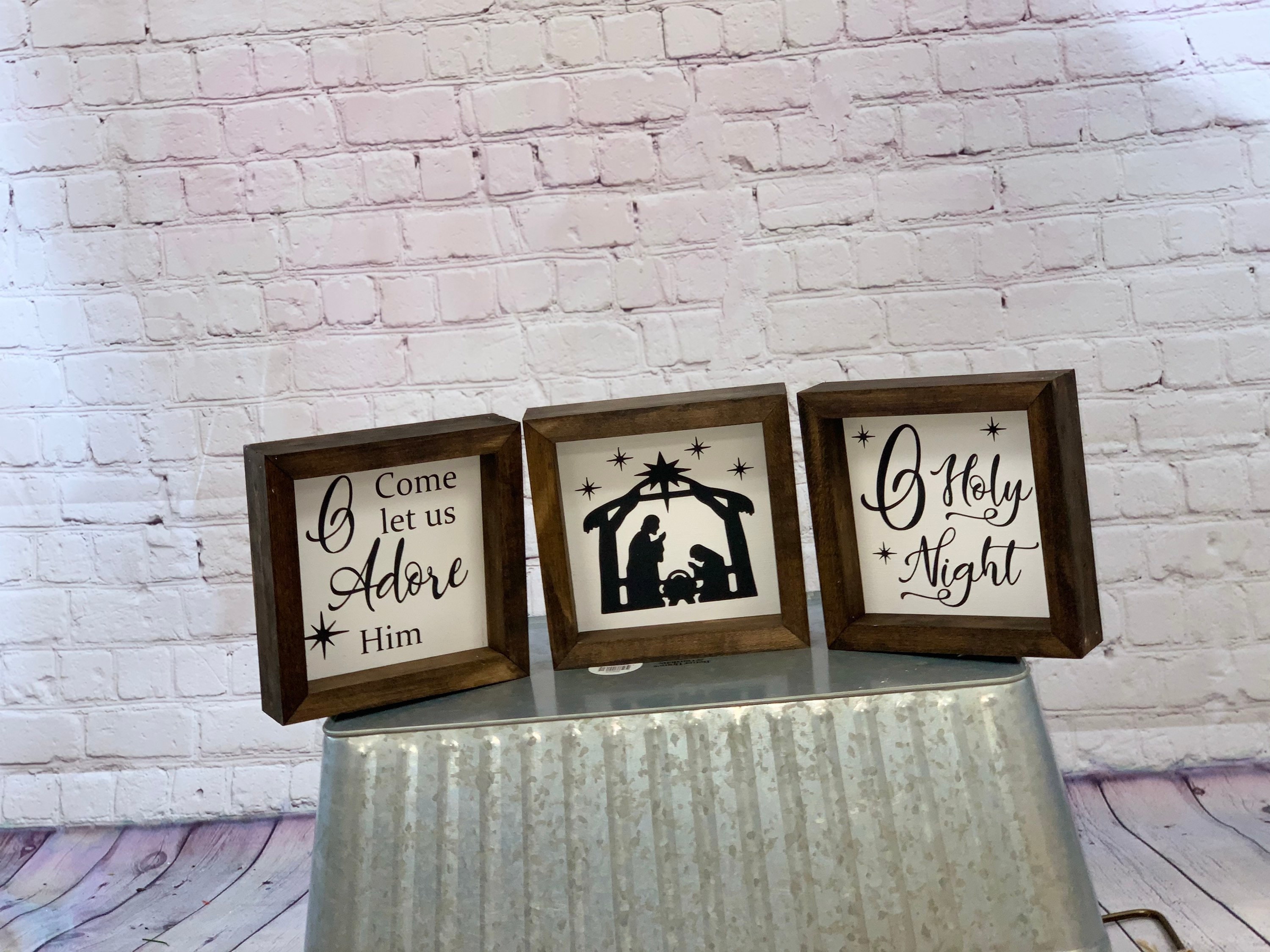 Nativity Scene Farmhouse Mini Sign Set of 3 Christmas Decor | Etsy