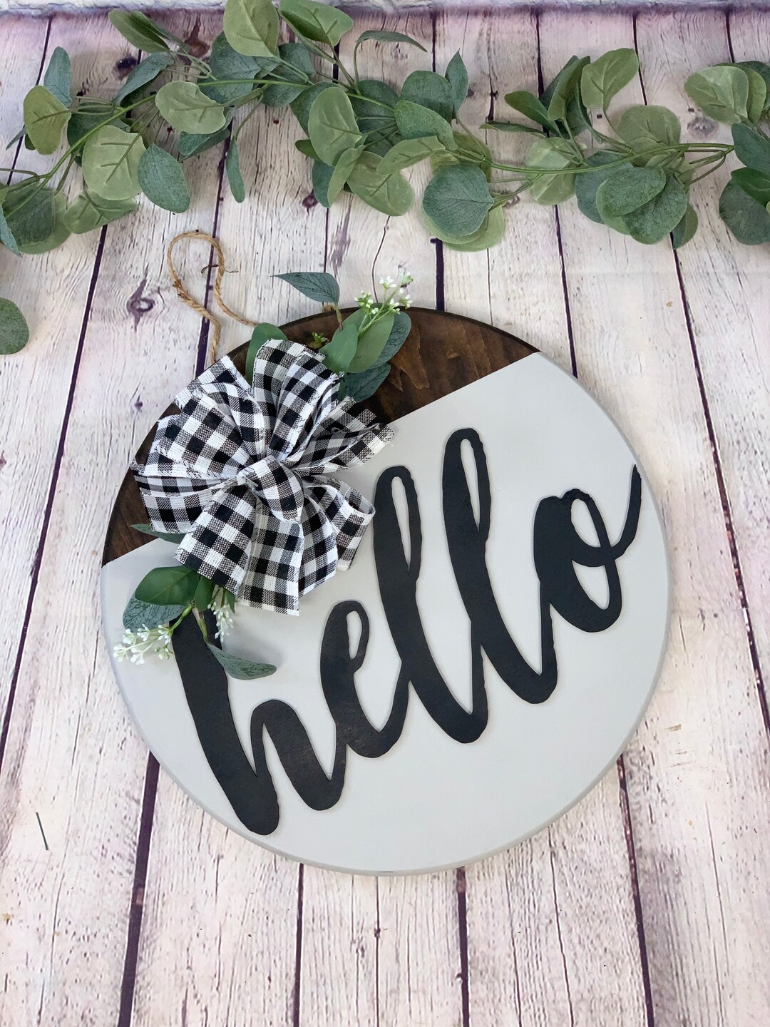 Hello Front Door Sign | Front Door Decor | Round Door Sign | Door ...