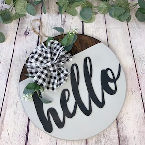 Hello Front Door Sign | Front Door Decor | Round Door Sign | Door ...