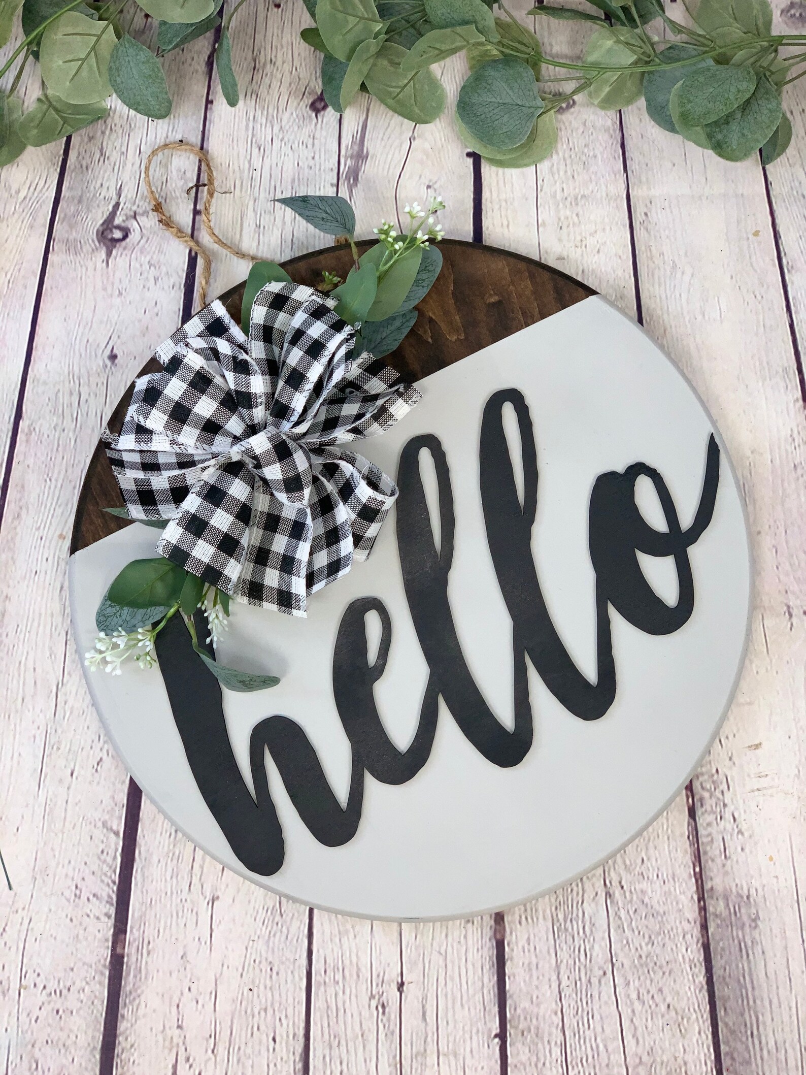 Hello Front Door Sign | Front Door Decor | Round Door Sign | Door ...