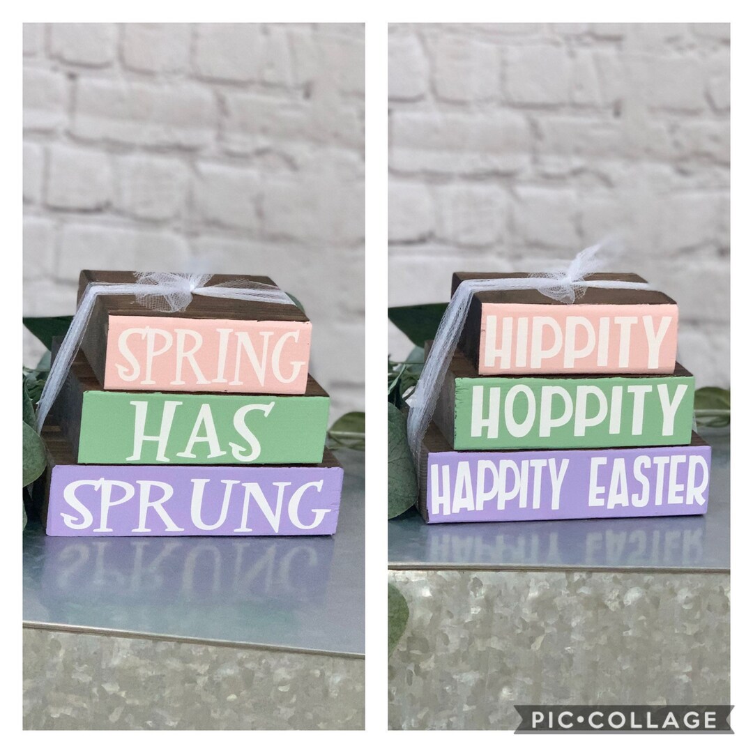 Easter Spring Reversible Stacker Blocks | Spring Decor | Easter Decor ...