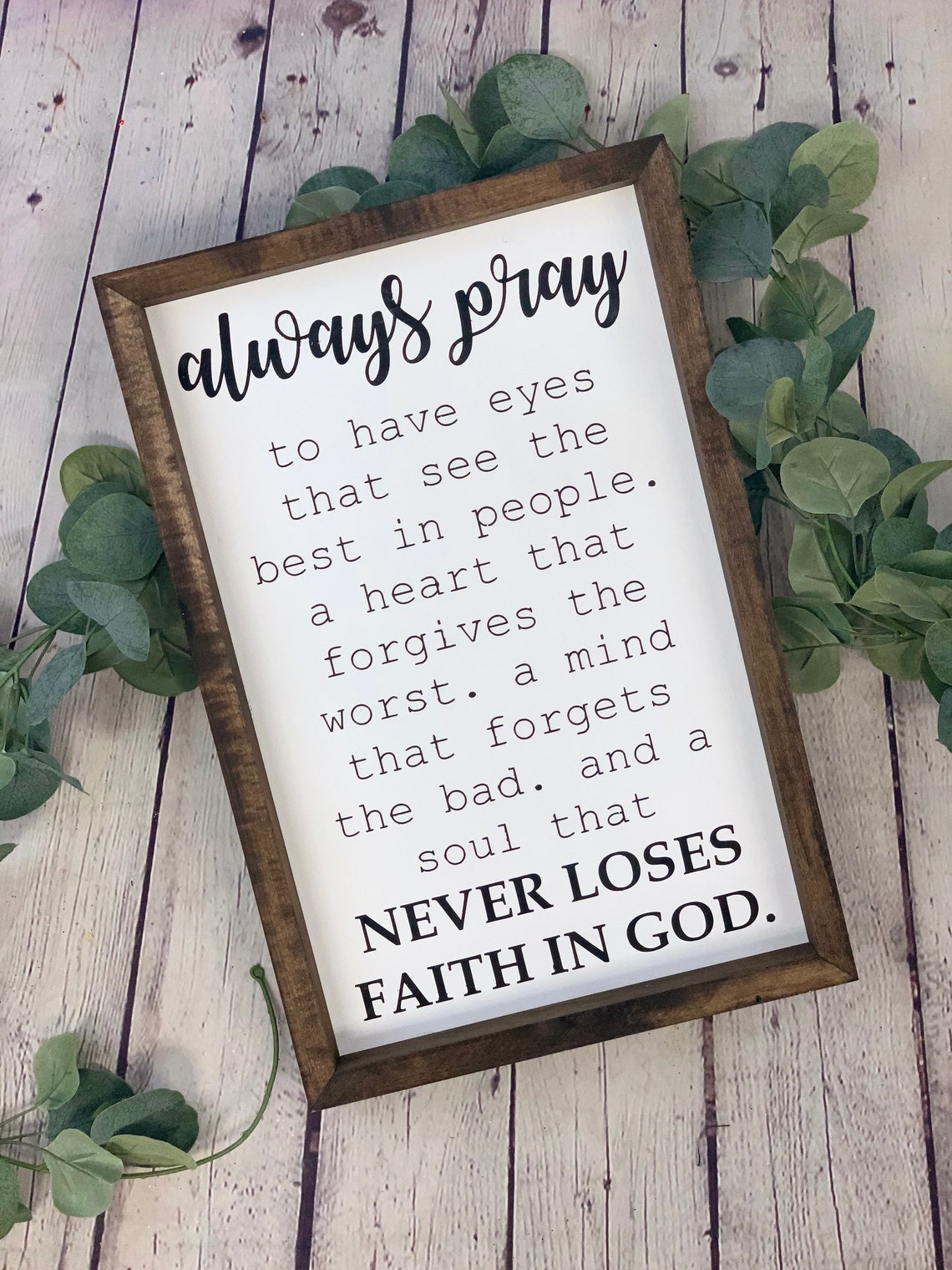 Always Pray Farmhouse Sign | Living Room Decor | Religious Farmhouse ...