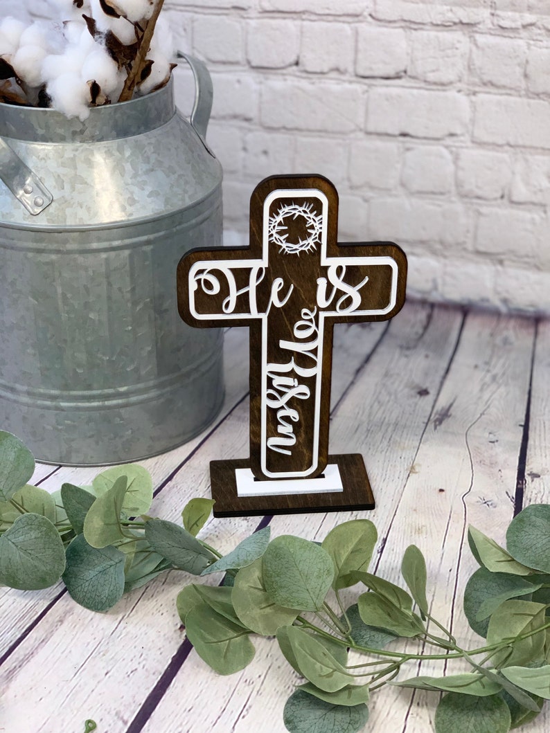 Easter Cross Laser Cut Decor | Religious Easter Decor | Easter Mantel ...