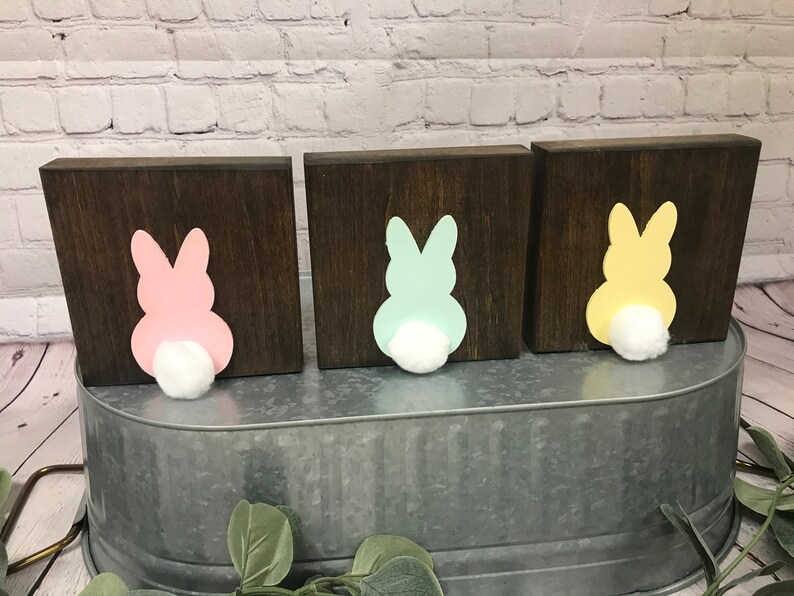 Easter Bunny 3D Mini Block Set of 3 Easter Decor Fluffy - Etsy