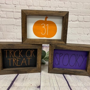 Reversible - Fall/halloween Mini Set of 3 | Rae Dunn Inspired Signs ...