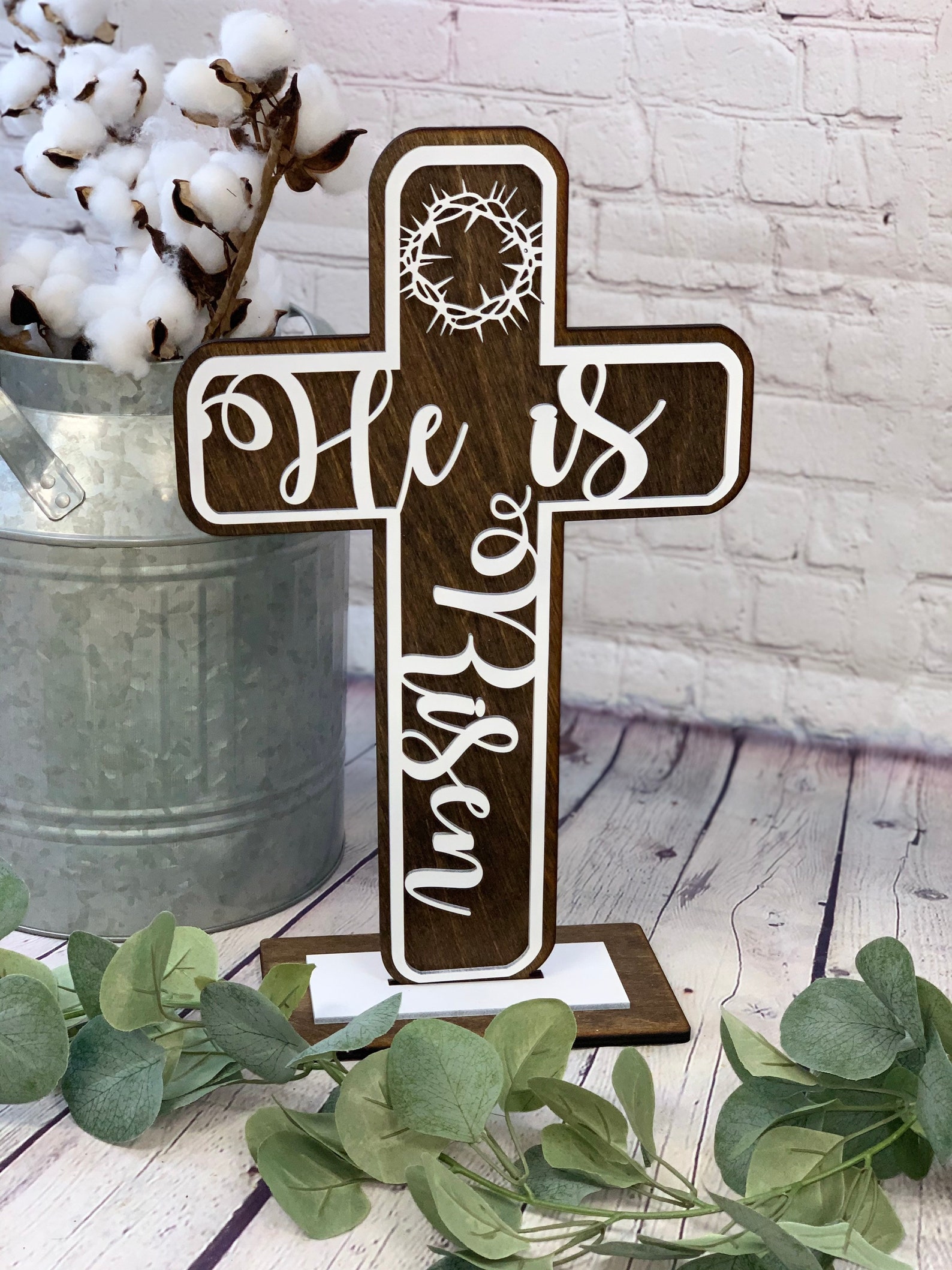 Easter Cross Laser Cut Decor | Religious Easter Decor | Easter Mantel ...