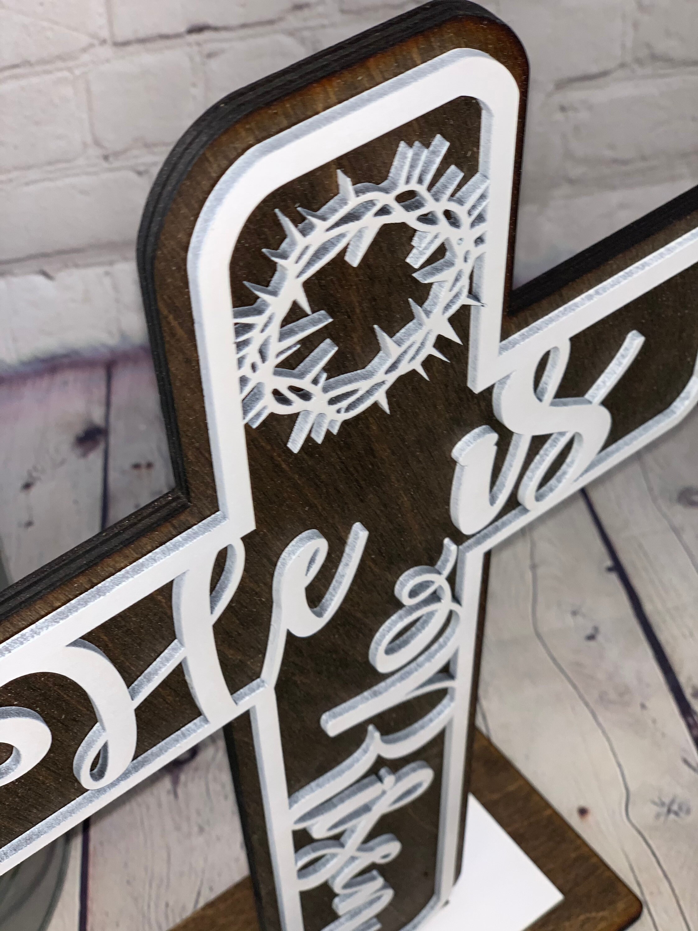 Easter Cross Laser Cut Decor | Religious Easter Decor | Easter Mantel ...
