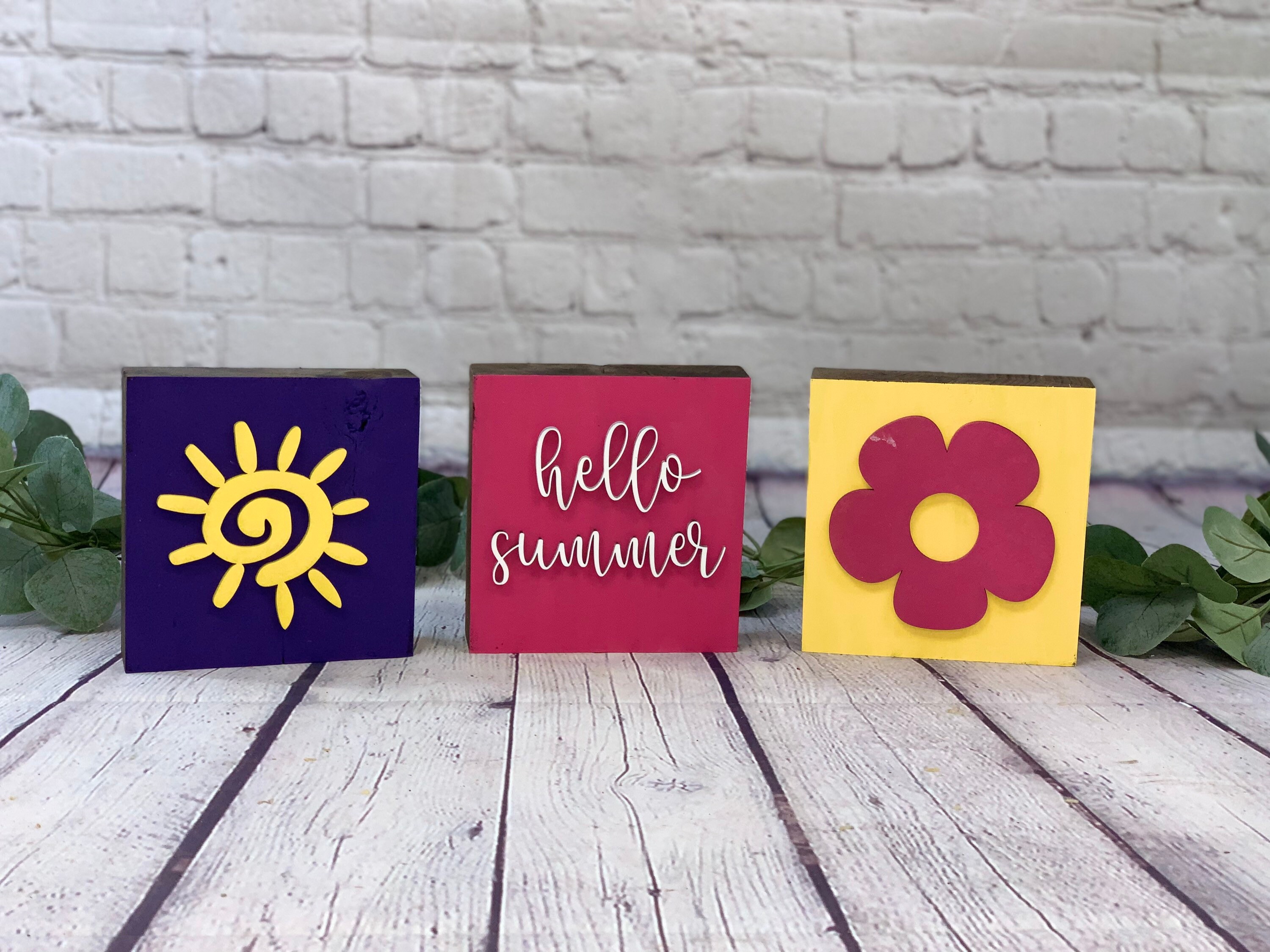 Reversible - 3D Summer/4th of July Mini Block Set of 3 | Summer Decor ...