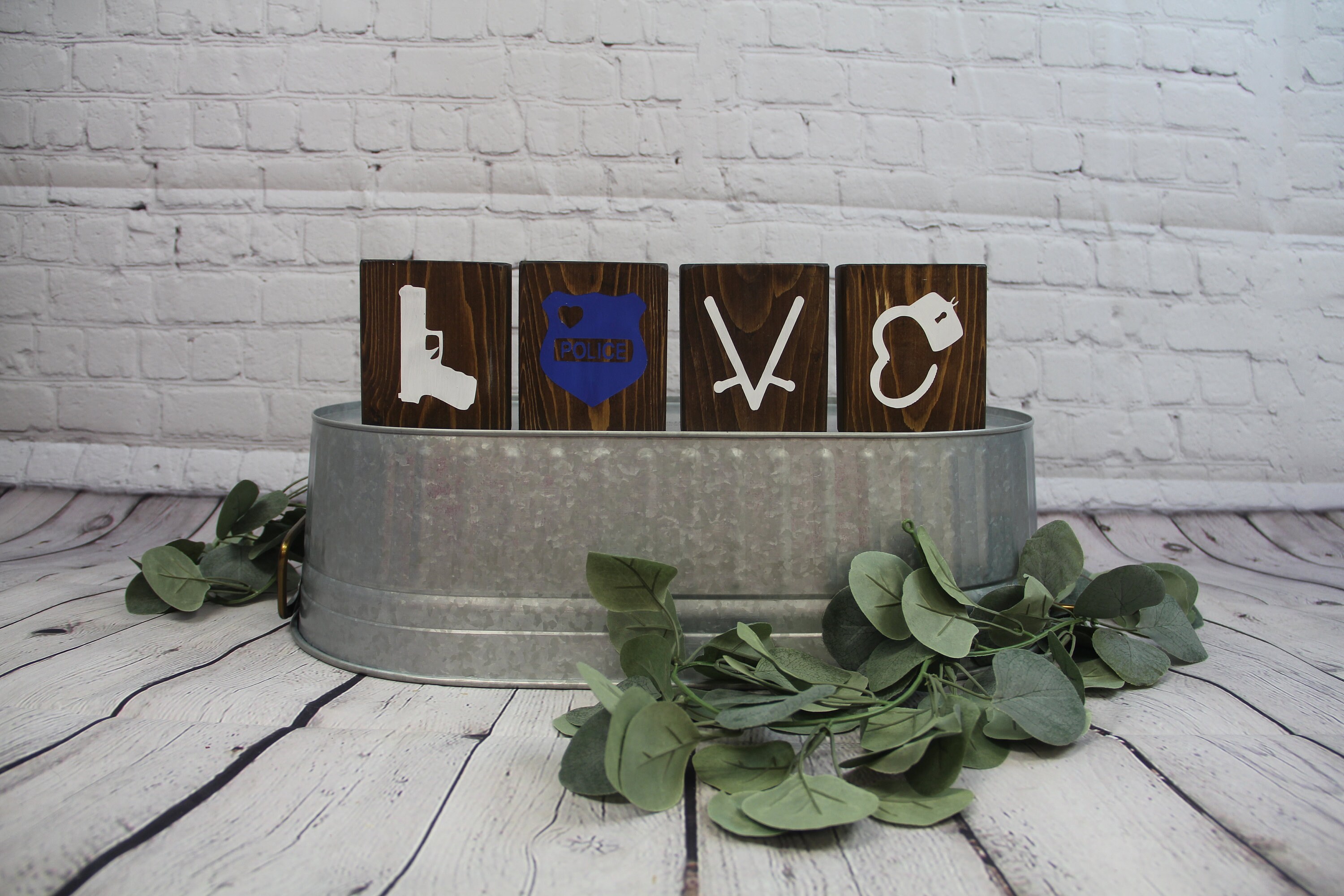 Police Officer Love Blocks Police Officer Decor Farmhouse | Etsy