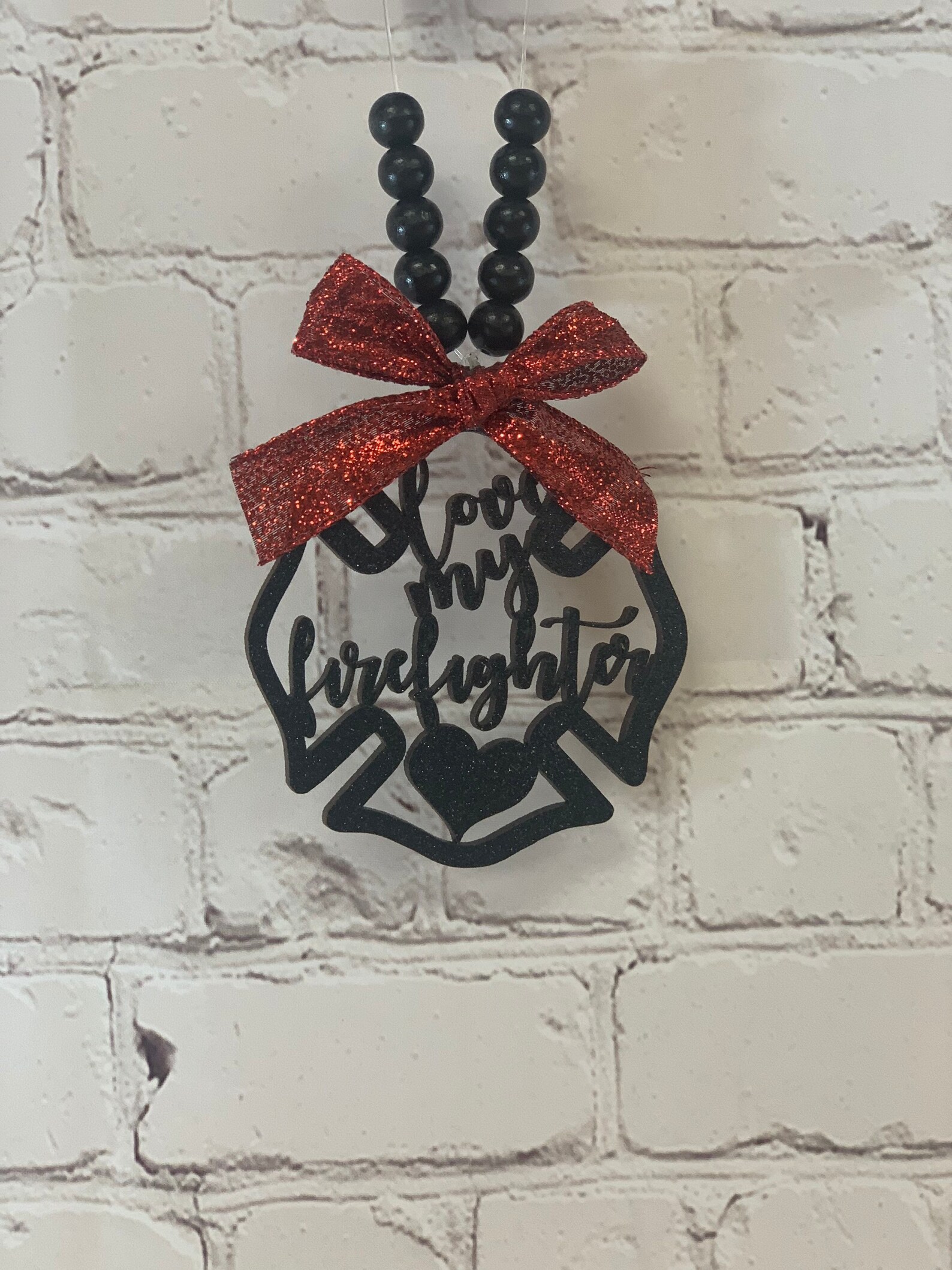 Love My Firefighter Car Mirror Charm Car Charm Rear View | Etsy