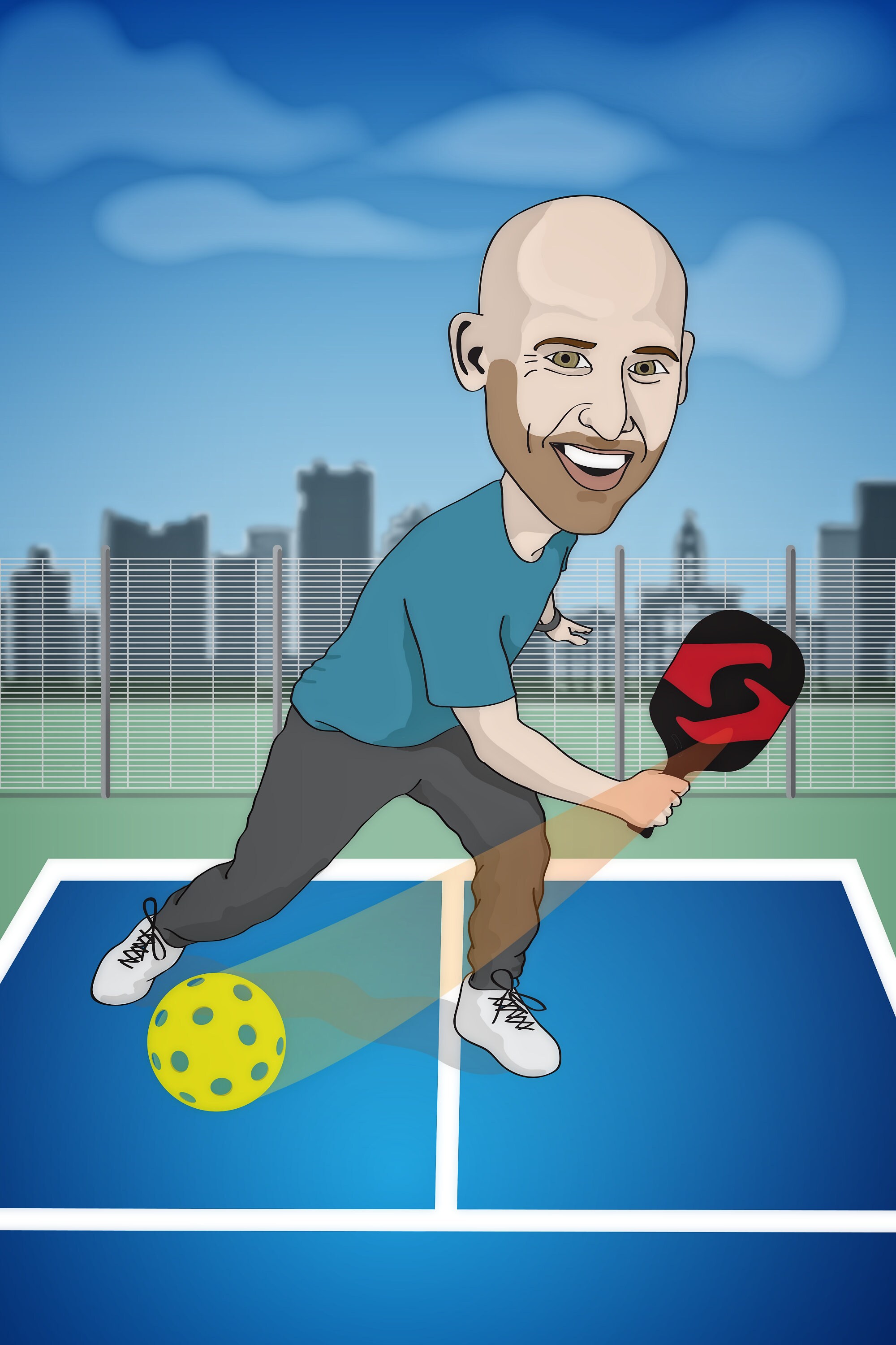 Pickleball Cartoon: 1 Person - Etsy