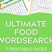 Ultimate Food Word Search Bundle, 7 Printable Pages for Kids, Food Word ...