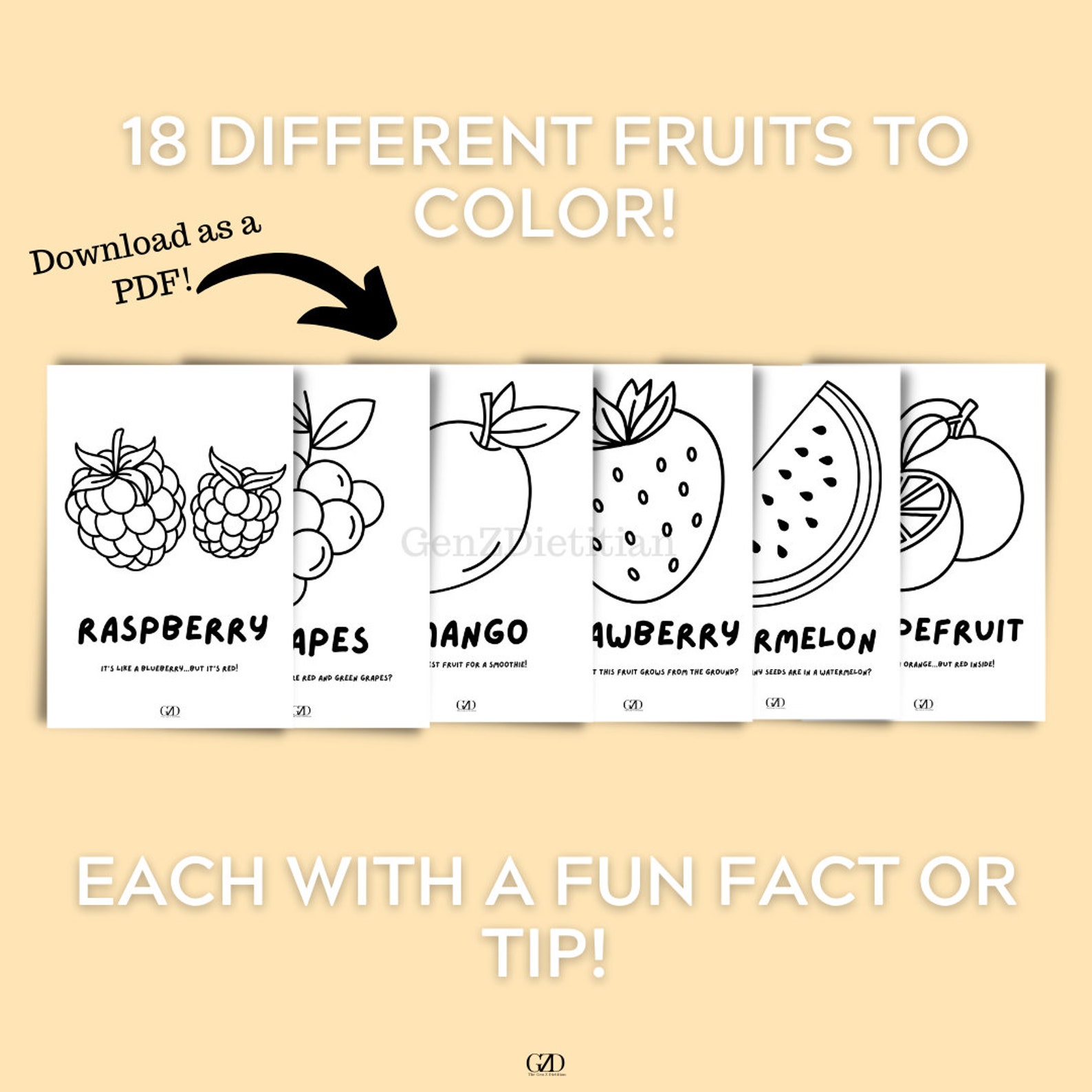 Printable Fruit Coloring Pages, 18 Coloring Pages With Theme of Fruit ...