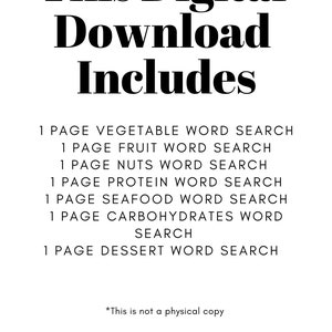 Ultimate Food Word Search Bundle, 7 Printable Pages for Kids, Food Word ...