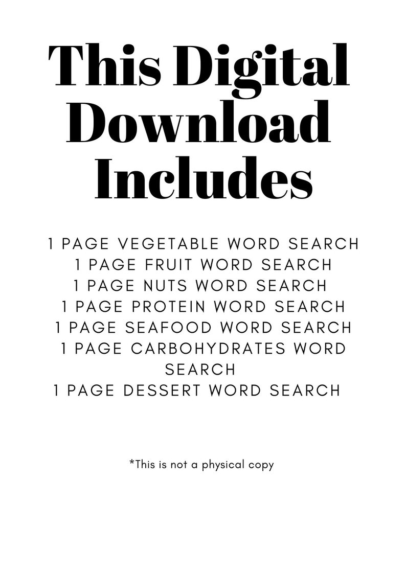 Ultimate Food Word Search Bundle, 7 Printable Pages for Kids, Food Word ...