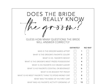 How Well Does the Bride Know the Groom Instant Download Printable Game ...