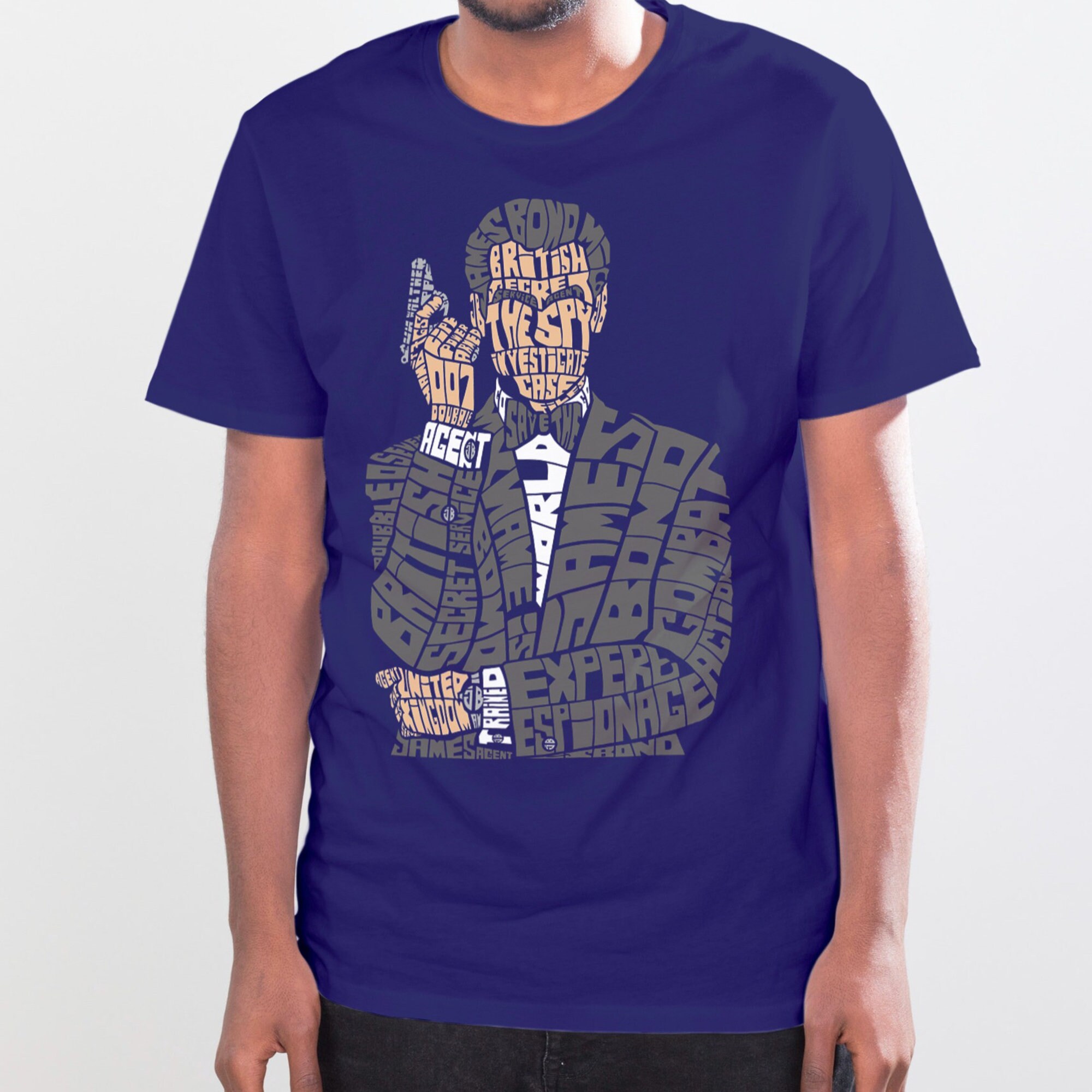 James Bond 007 Pierce Brosnan Typographic Calligram Design Mens Graphic ...