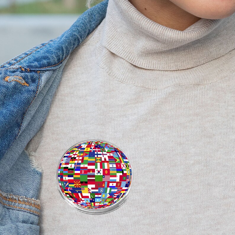 Country Flags A-D Pin Badge Choose Your Countries Flag Names or Create ...