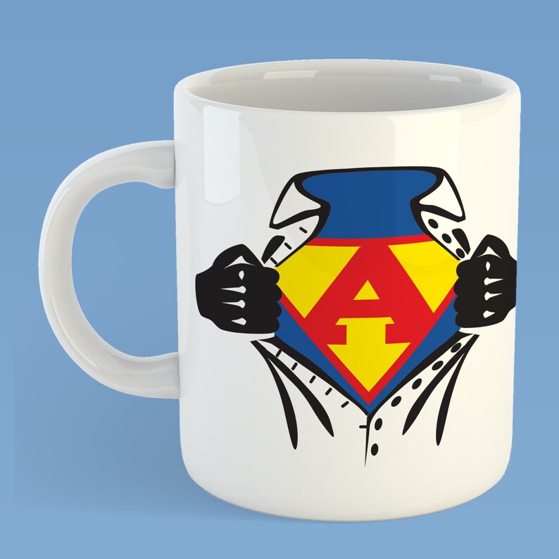 Super Dad Monogram Initial Fathers Day Gift 11 Oz Tea Cup Coffee Mug - Etsy