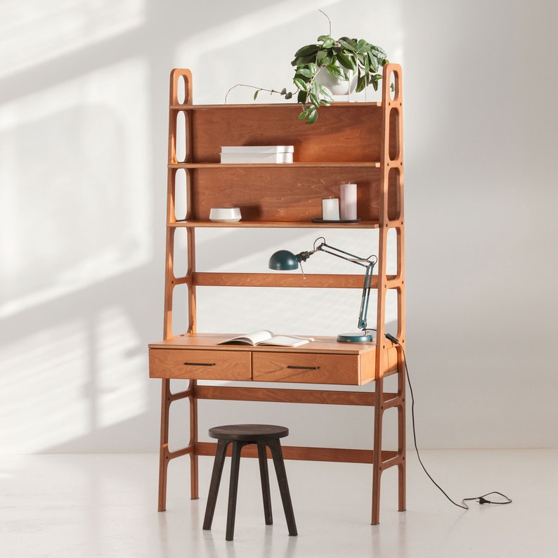 Ladder Wooden Desk, Mid Century Modern Desk: Scandinavian Bookshelf ...