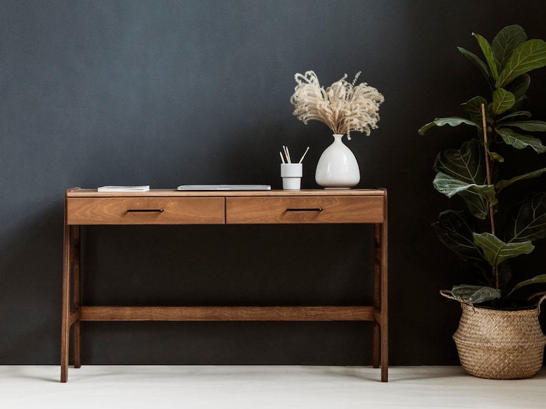 Scrivania moderna di metà secolo con cassetti, scrivania in legno ...