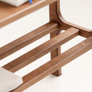 Shallow Bench, Mid-century Entryway Bench, Shoe Storage, Teak Entryway ...