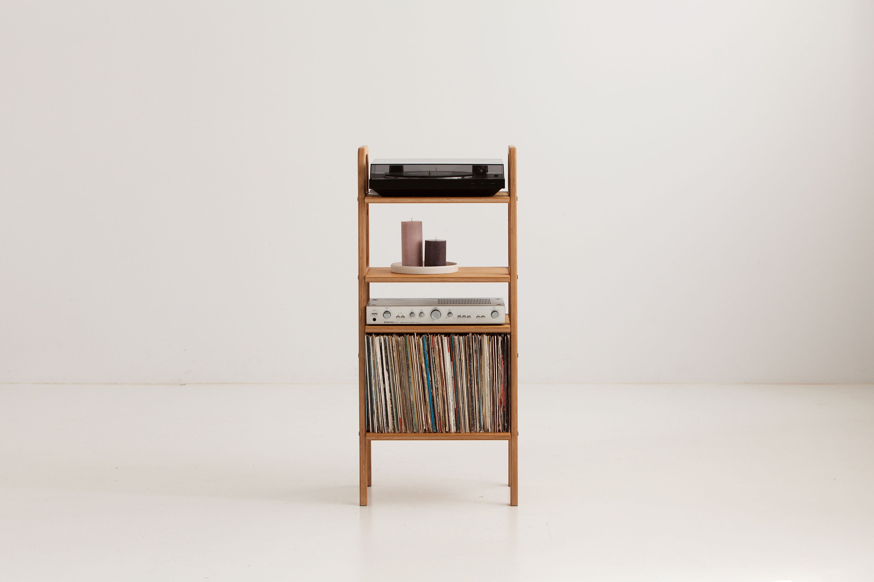 Record Player Stand, Midcentury Ladder Shelf Bookcase, Mid Century ...