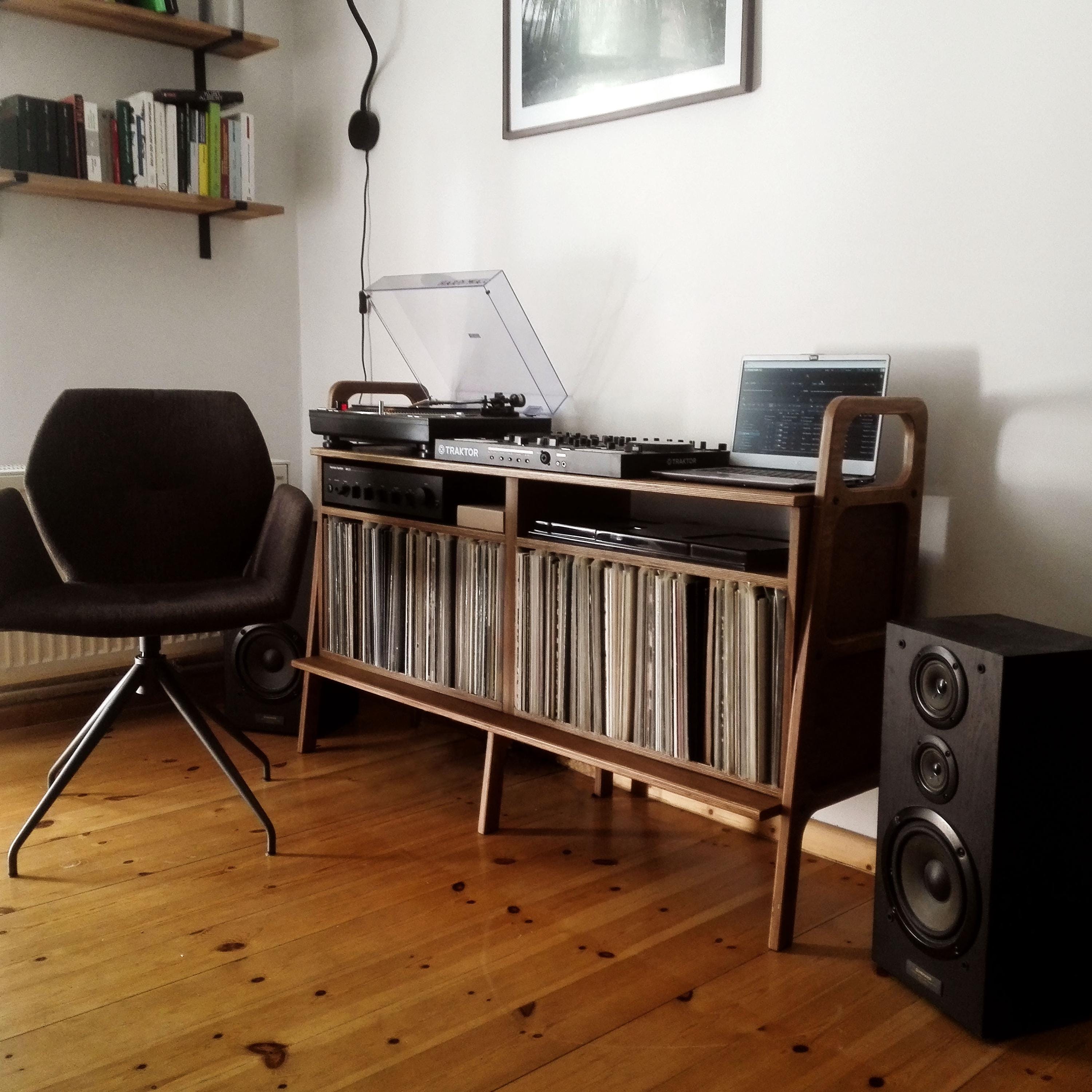 Vinyl Sideboard | Record Player Stand With LP Storage | Mid Century ...