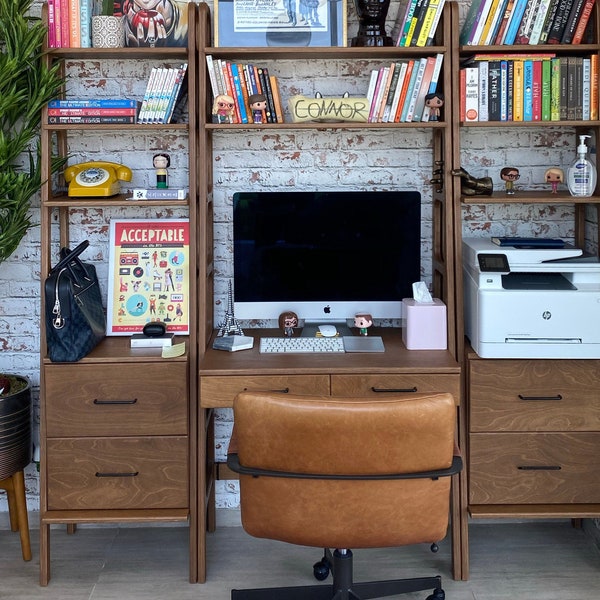 Desk With Bookshelf - Etsy