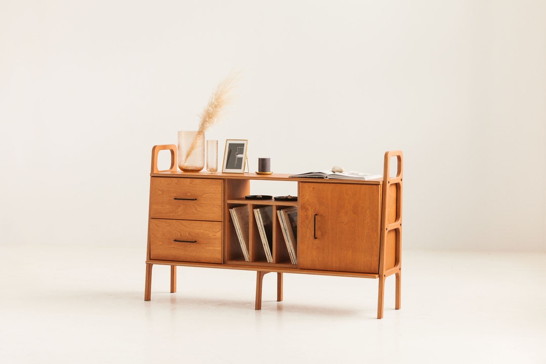 Teak Wooden Sideboard, Mid-century Modern Credenza, Record Player Stand ...