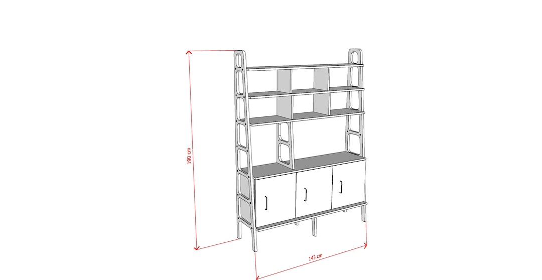 Wall Unit, Wall Storage, Ladder Bookshelf, Mid Century Modern Bookcase ...