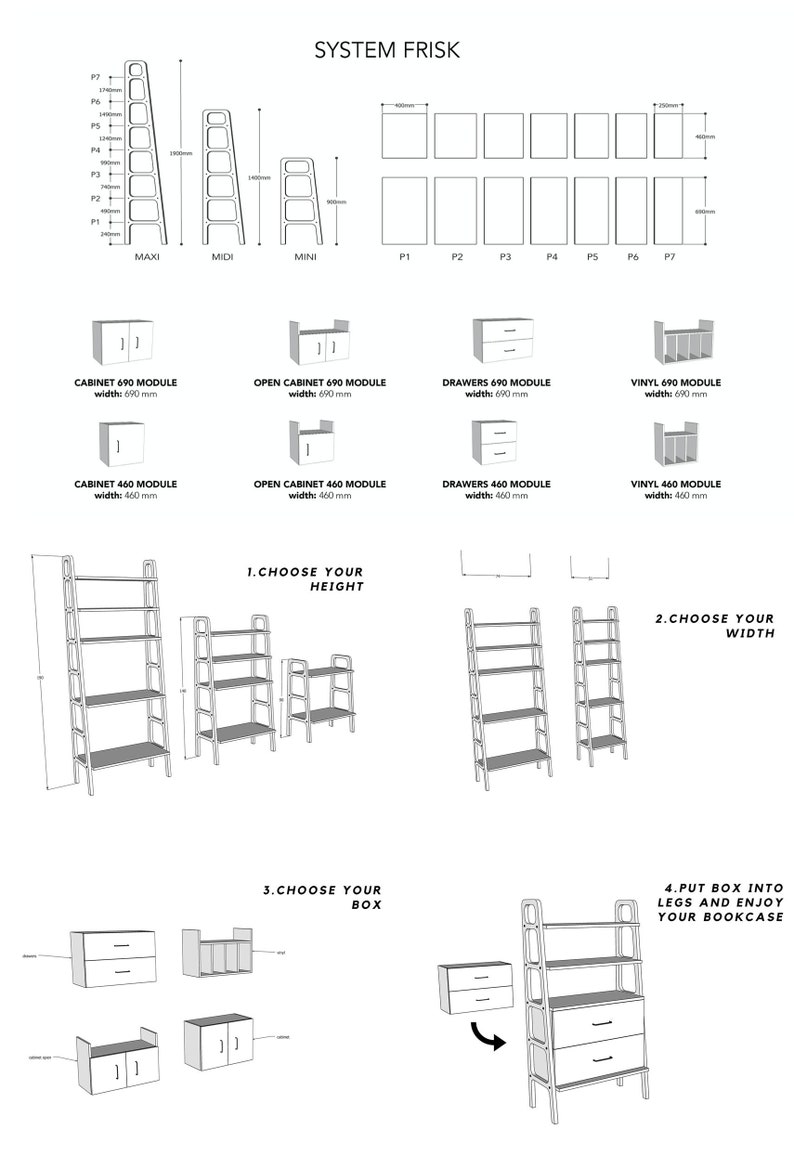 Modular Mid Century Wall Unit Modular Wall Shelving Ladder - Etsy