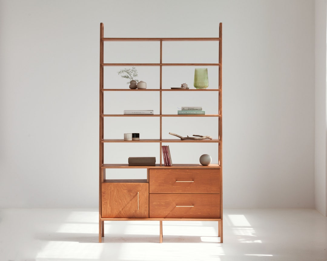 Modular Mid Century Bookcase, Teak Danish Modern Bookcase, Ladder ...