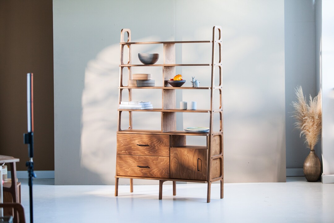 Modular Mid Century Wall Unit, Modular Wall Shelving, Ladder Bookshelf ...