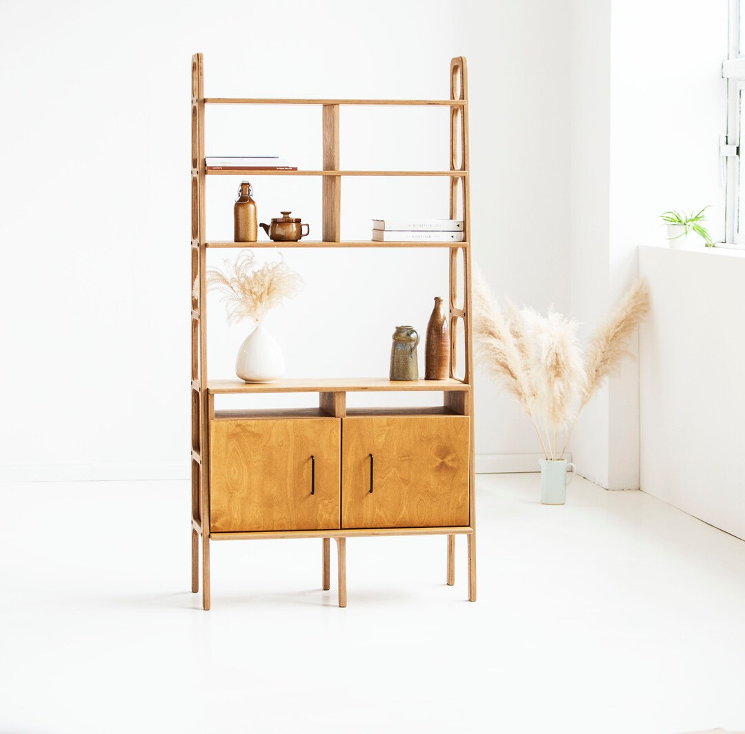 Minimalist Bookcase, Mid Century Modern Bookcase, Storage Unit, Danish ...
