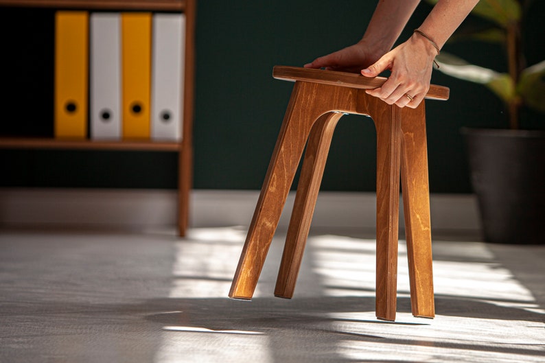 Set of 4 Stools Small Wooden Stool Scandinavian Decor Side | Etsy