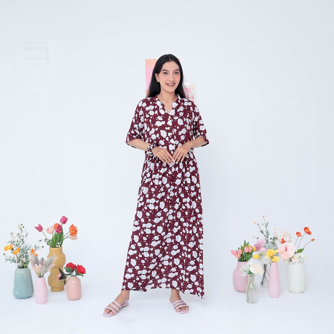 Ayra Red House Dress Rayon Home Dress Gift for Her Daster - Etsy