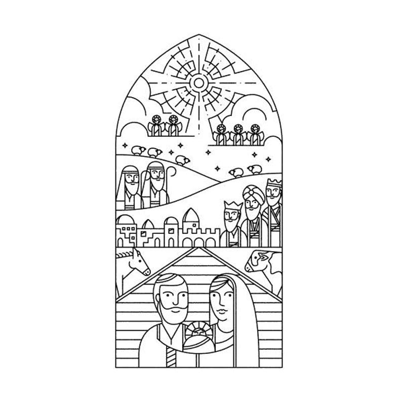 BLACK - Nativity Print, Christmas Wall Art Print, Instant Download ...