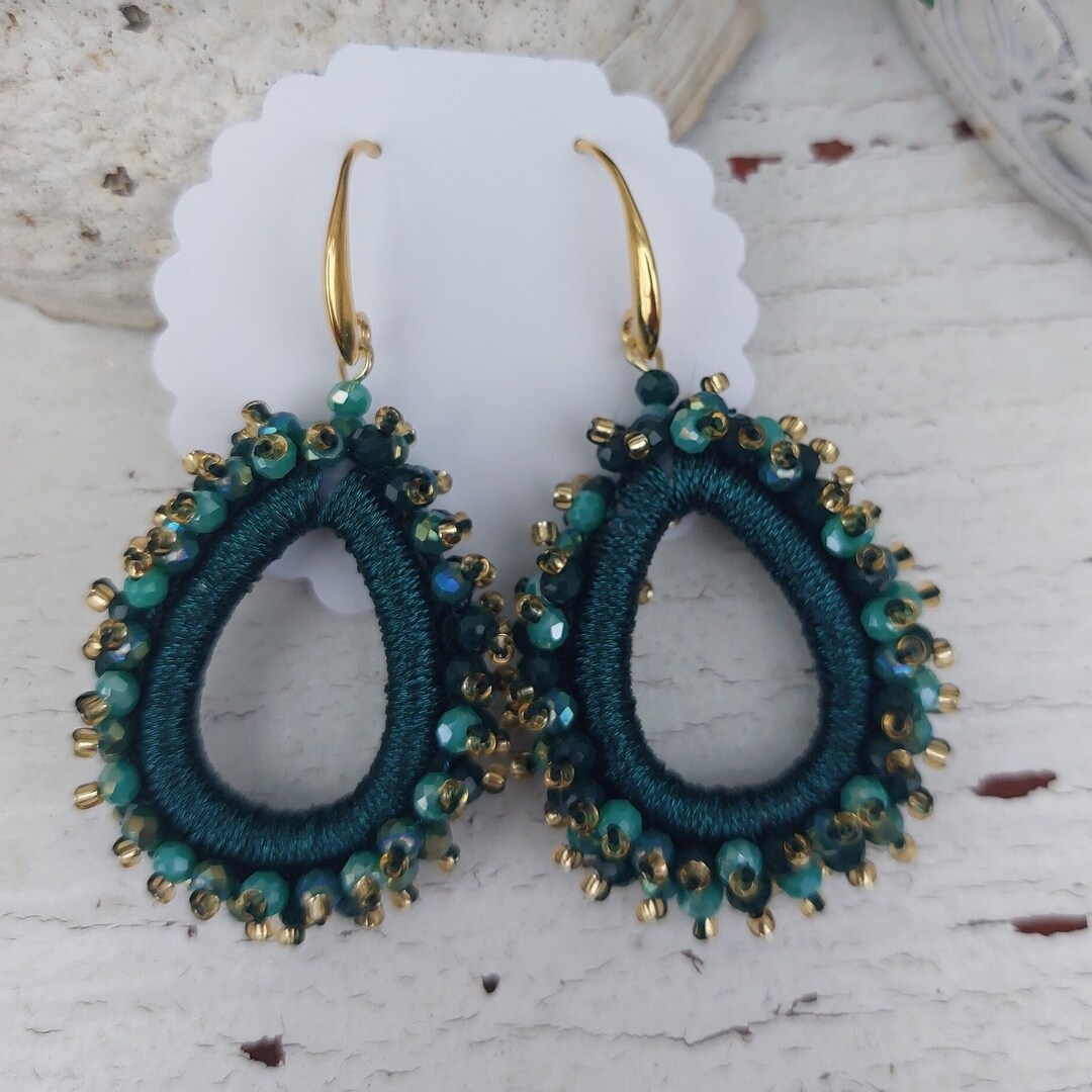 Große Ohrhänger, Statement Ohrringe grün, Ohrringe hängend lang ...