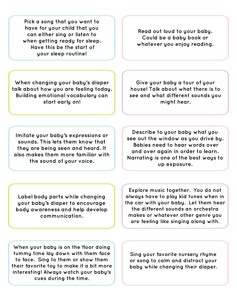 Baby Language Development Printable Cards 0-12 Months - Etsy