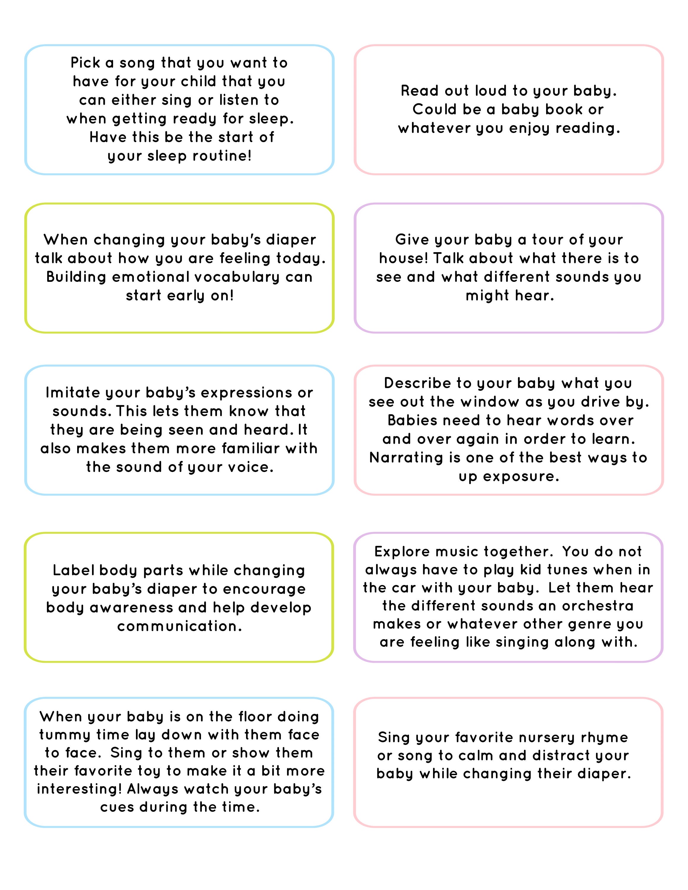 Baby Language Development Printable Cards 0-12 Months - Etsy
