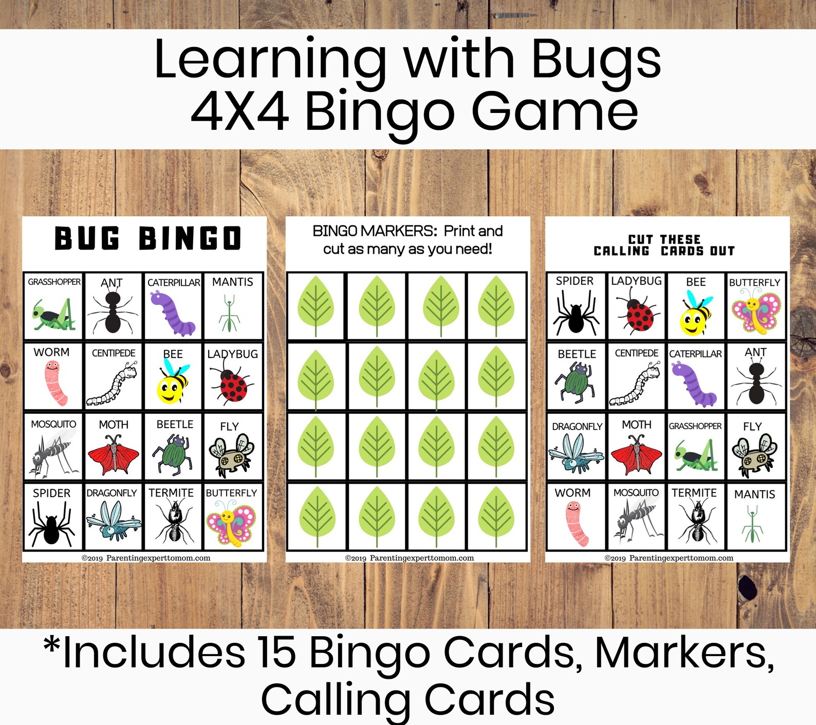 Learning With Bugs Bingo Game, Toddler Game! Digital Instant Download ...