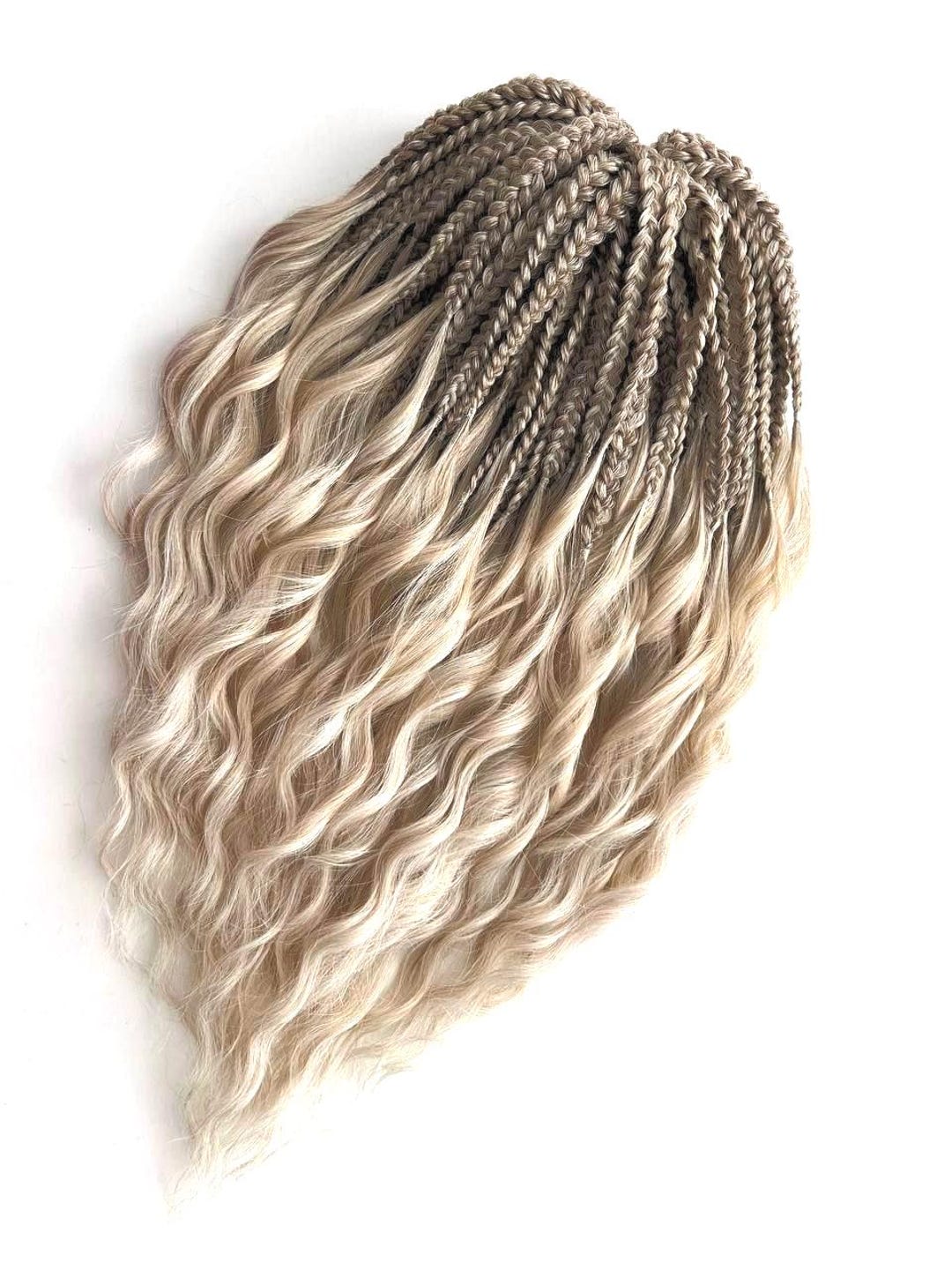 Loose Wavy Beige Blonde Hair Extensions Soft Kanekalon Braids Double ...