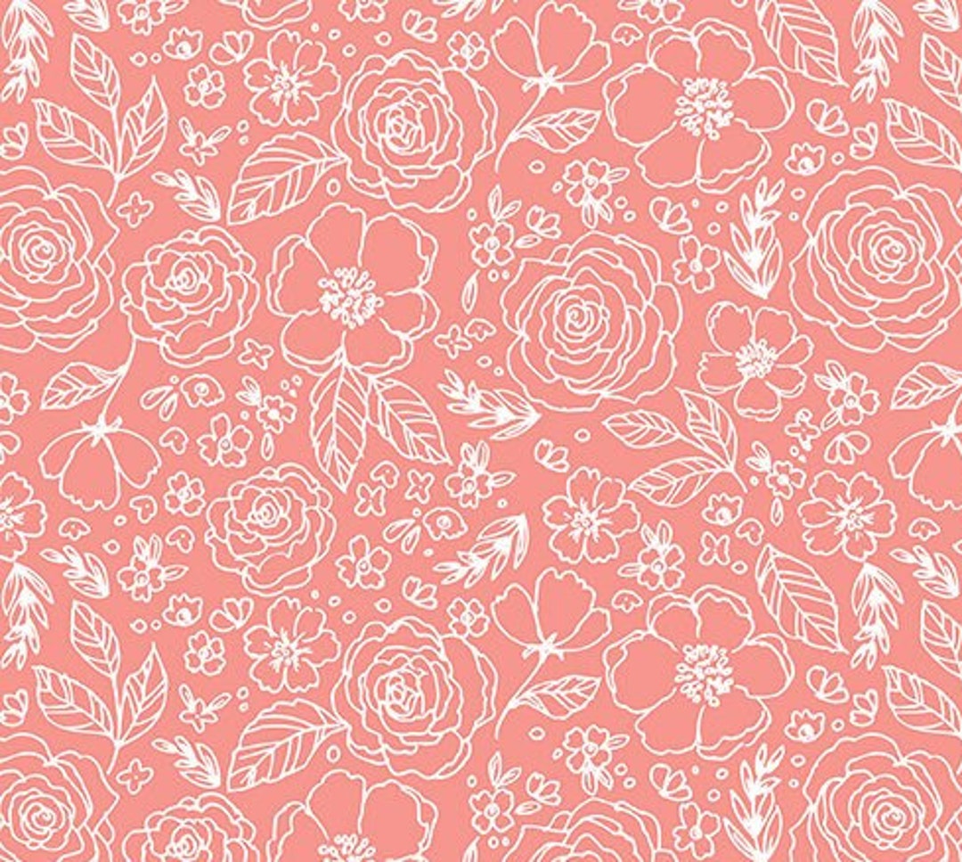 My Valentine Lined Roses Coral by Echo Park Paper Co for Riley Blake, 1 ...