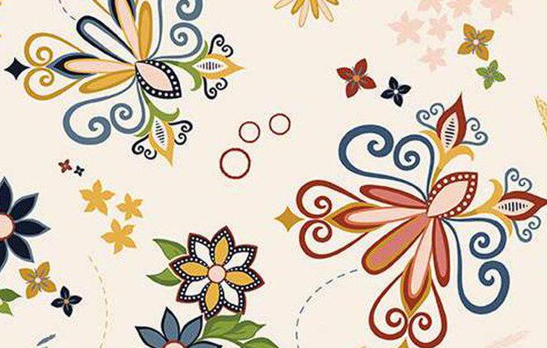 Curated Blooms Dance Cream by Judi Madsen for Riley Blake Designs, 1/2 ...