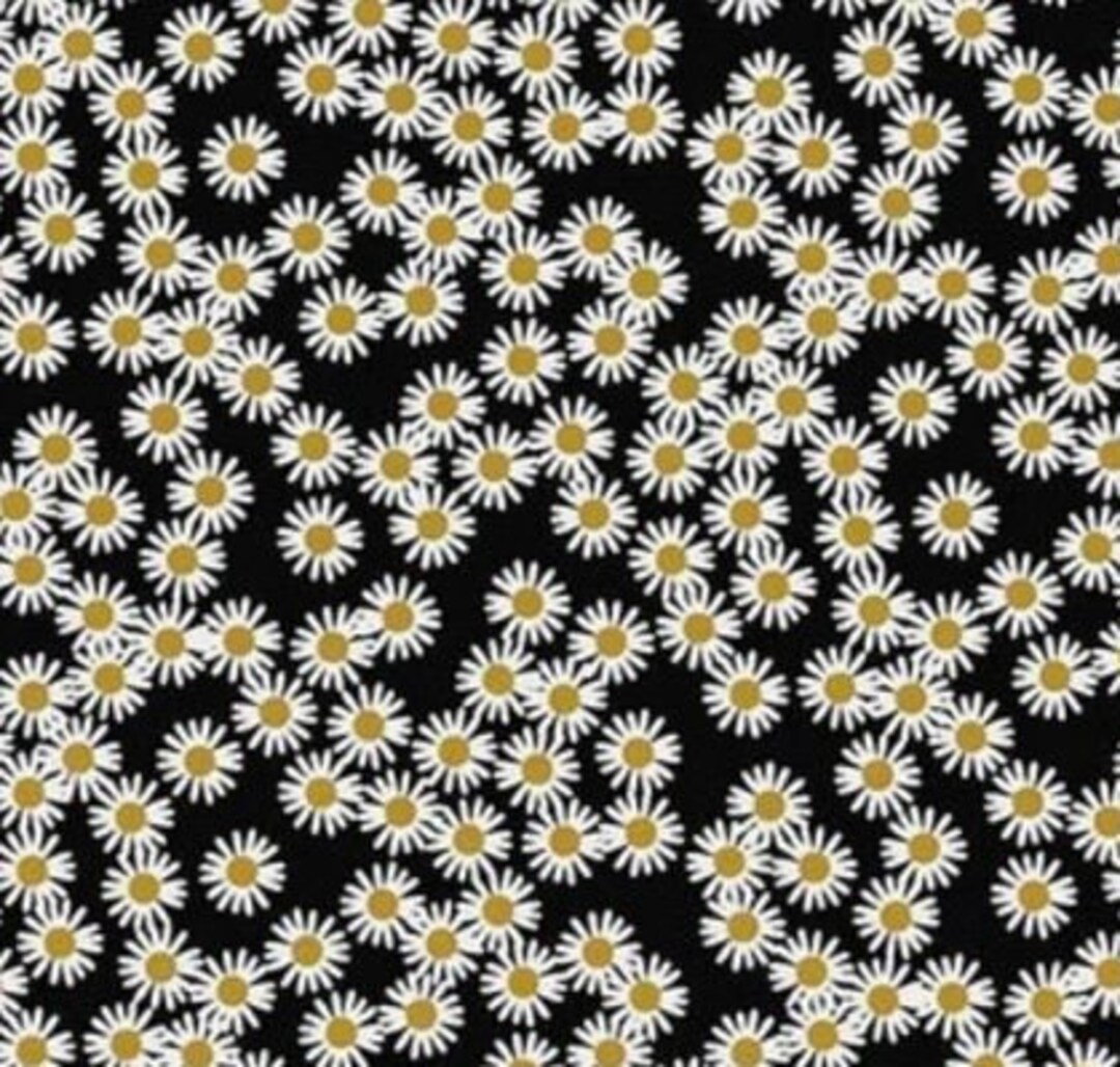 Spotted Daisy Fields Metallic Black by Kate Blocher for Riley Blake ...