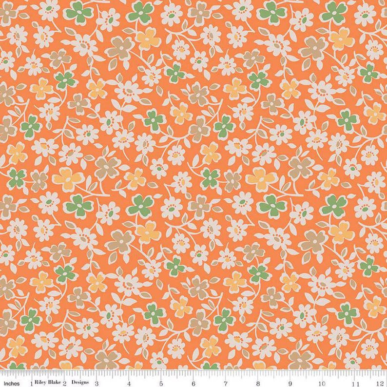 Wide Back Autumn Cosmos Pumpkin by Lori Holt for Riley Blake, 1/2 Yard ...