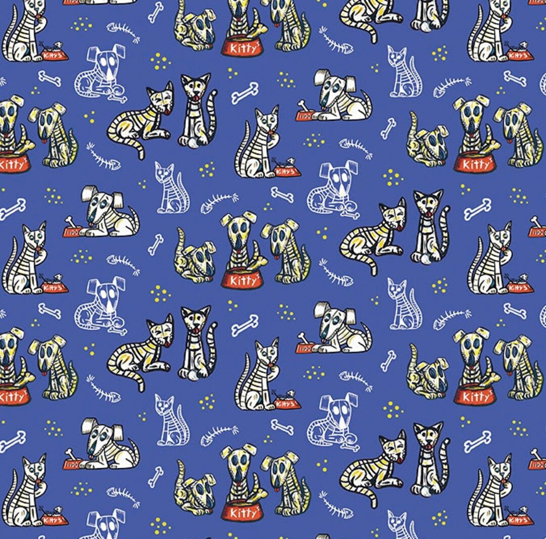 Amor Eterno Cats and Dogs Blue by Kathy Cano-murillo for Riley Blake, 1 ...